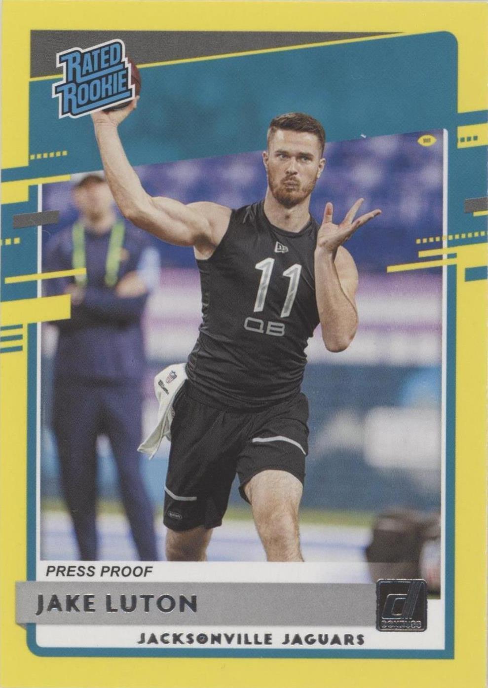 2020 Panini Donruss - Rated Rookie Jake Luton #344 Press Proof Yellow ...