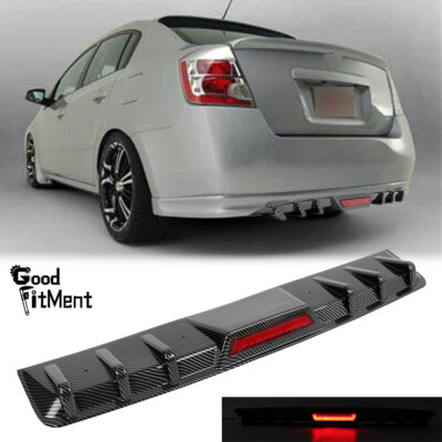 34" Carbon Rear Bumper Diffuser Lip Spoiler w/ LED Light For Nissan ...