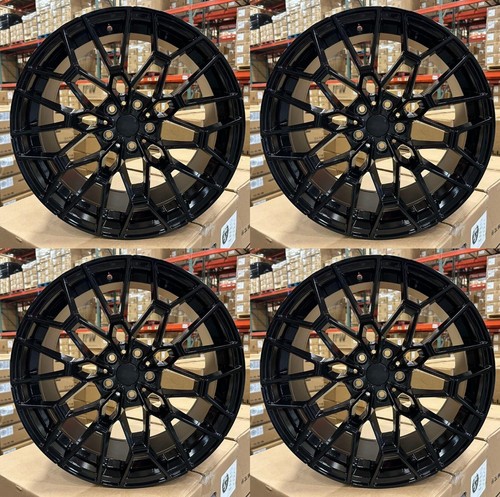 20" GLOSS BLACK STAGGERED WHEELS RIMS FITS BMW 5x120 20x8.5 / 20x9.5 ...