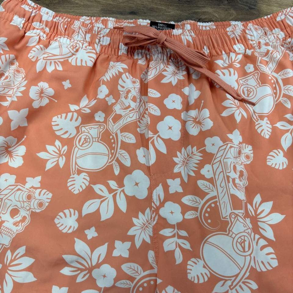 Grunt Style Men's Large Swim Trunks Tropical Death Orange White 7 ...