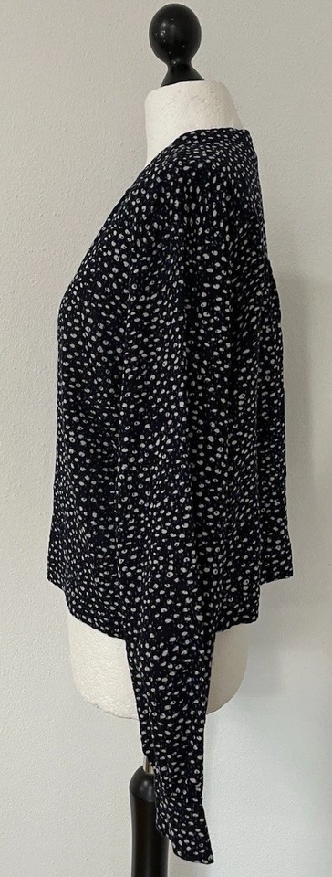 FREE/QUENT kurze Bluse Gr.M,blau/weiß,gepunktet,100% Cotton,Langarm ...
