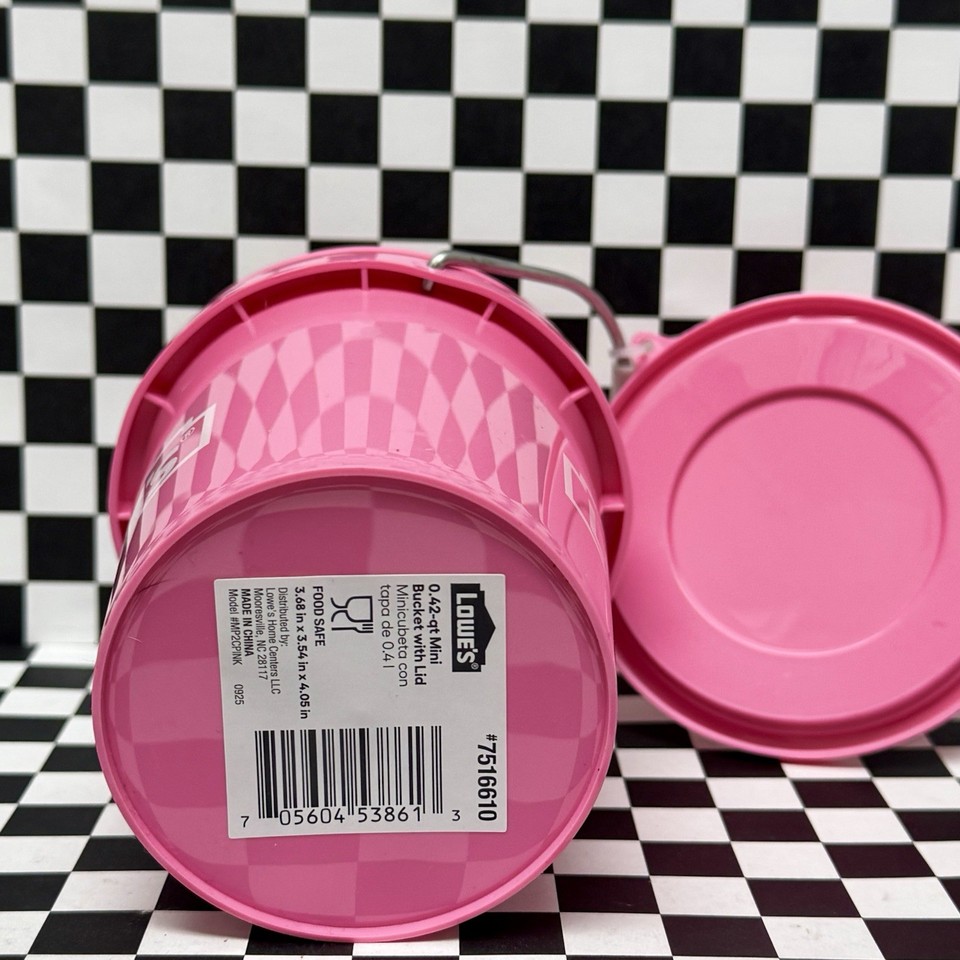 🪣🩷 PINK! Lowe's 0.5-Quart BPA-Free Mini Paint Bucket 🪣 With Lid 🩷 | eBay UK
