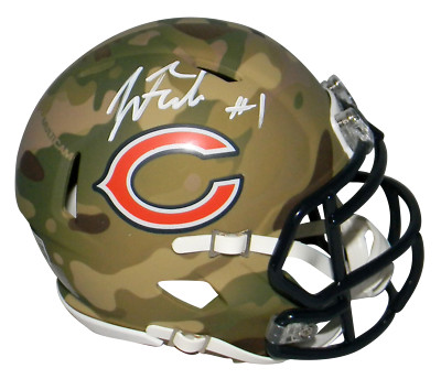 JUSTIN FIELDS AUTOGRAPHED SIGNED CHICAGO BEARS CAMO SPEED MINI HELMET ...