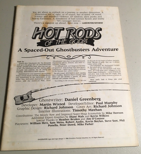 Vintage Ghostbusters RPG - Hot Rod Of The Gods - West End Games | eBay