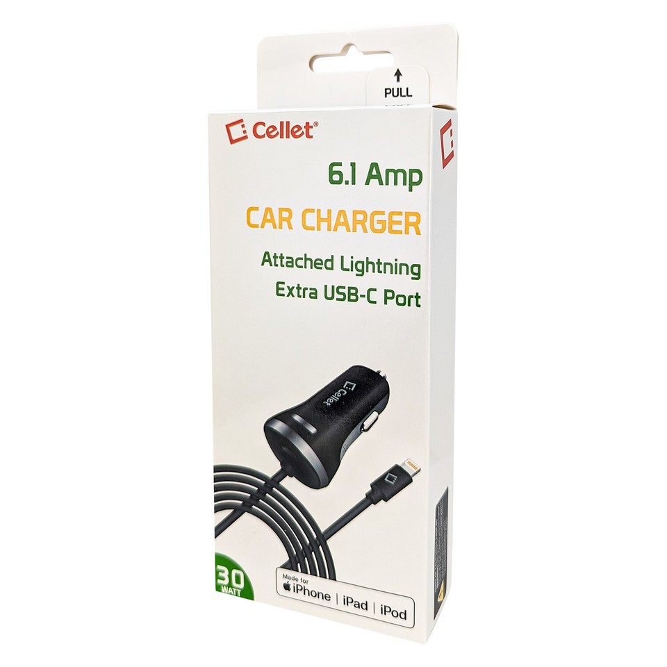 Cellet 30-Watt Apple MFi Certified Car Charger with extra USB-C Port | eBay