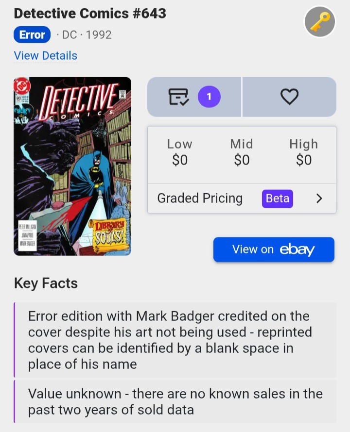 Detective Comics #641-#643 1992 Rare Batman Error Mark Badger Variant ...