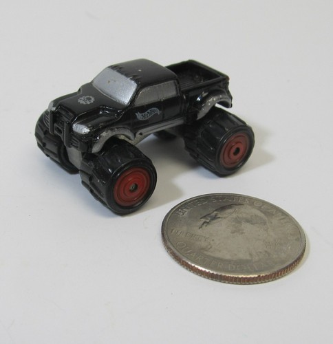 Mini HOT WHEELS Monster Truck BLACK Skull & Crossbones Micro Machines ...