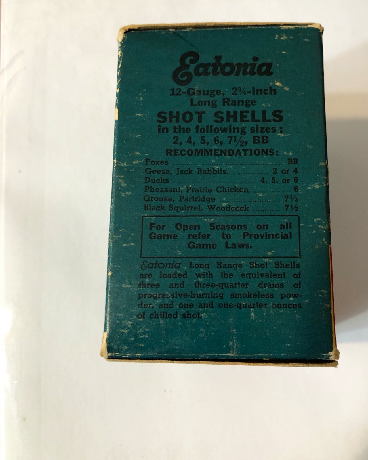 Vintage Empty Eatonia Long Range Shot Shells Box, Boxes. 12 Ga. #5 2 3/ ...