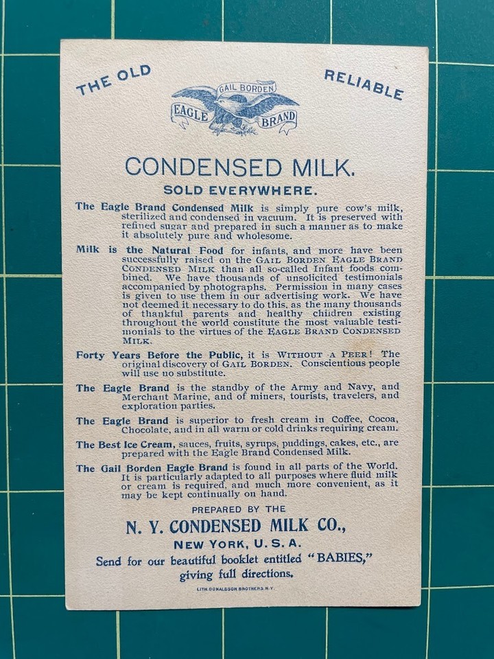 Borden condensed milk trade card - girl in pink dress | eBay