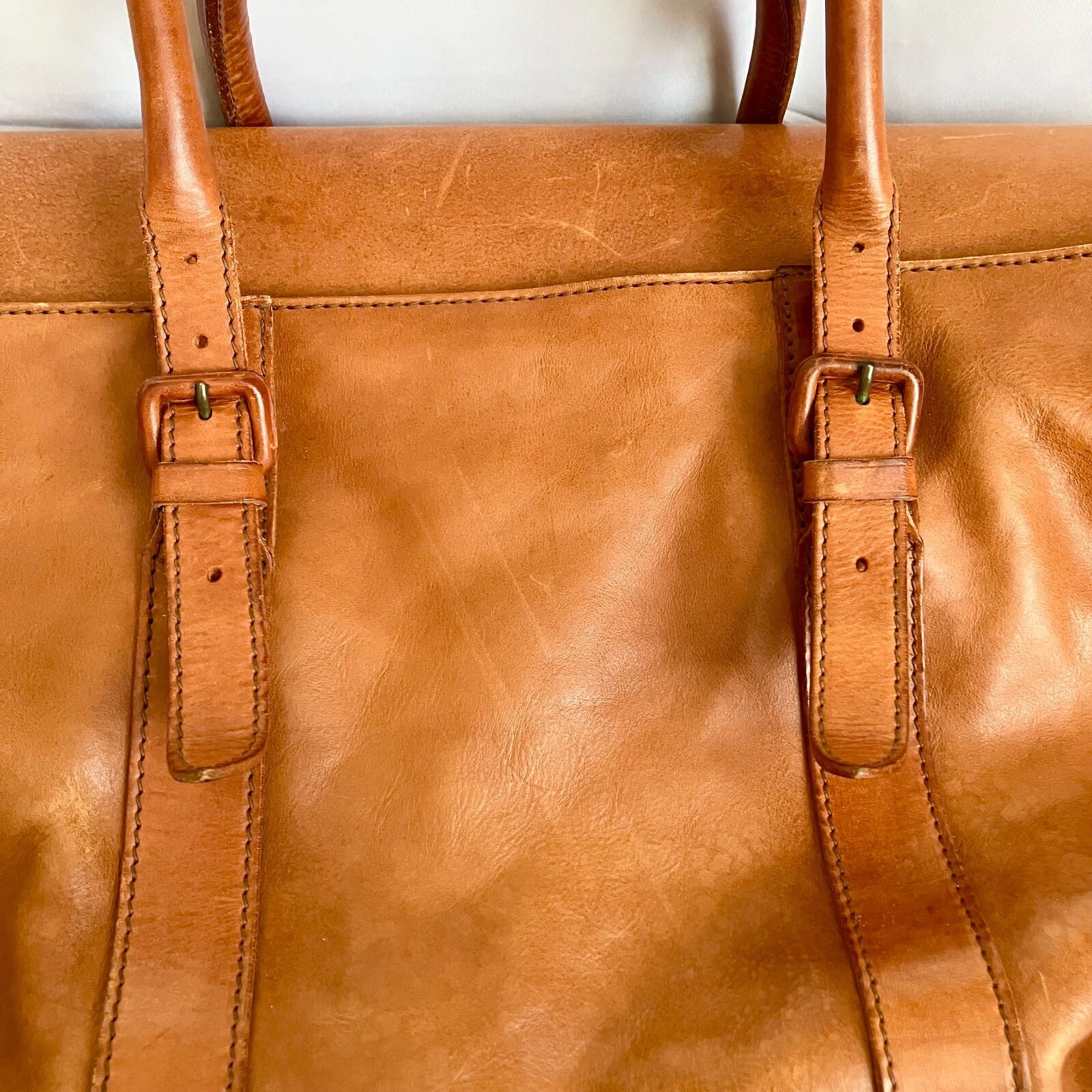 GENTEN Tote Bag Leather Brown Large Size W43xH31cmxD15cm Good Condition Japan | eBay