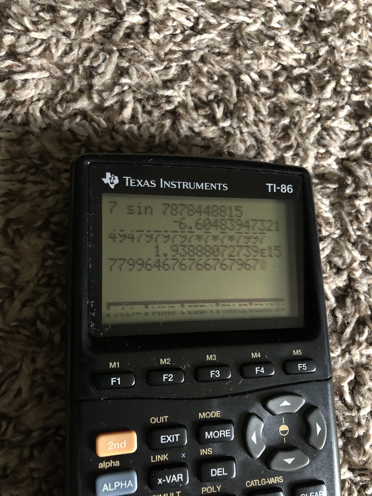 Texas Instruments TI-86 Graphing Calculator Tested Lines On Screen TI ...