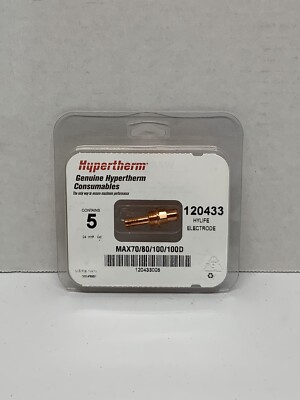 HYPERTHERM 120433 Electrodes 40-100 Amp For MAX70/80/100/100D ( 5 Pack ...