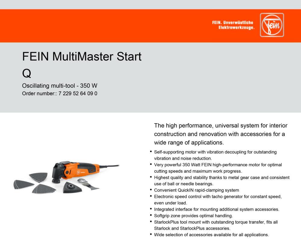 Fein Multimaster Mm 500 Start Q Oscillating Multi-Tool 4014586884806 | eBay