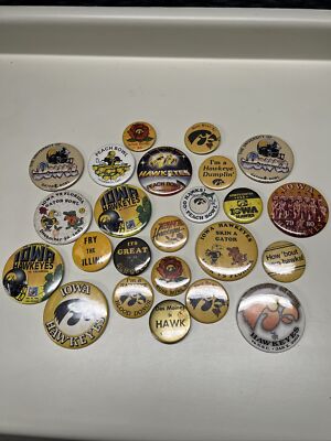 24 Vintage Iowa Hawkeyes Hawkeye Football Basketball Pins Buttons Rose ...
