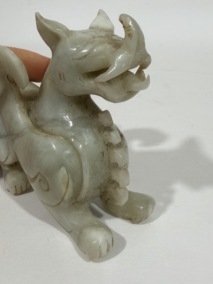 Antique RARE Chinese Carved Jade Foo Dog Dragon Figurine | eBay