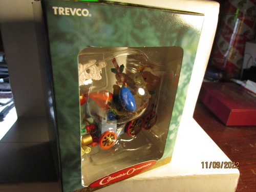 Trevco Blue Train with Mouse/ Bears Christmas Ornament 2000-new in box ...