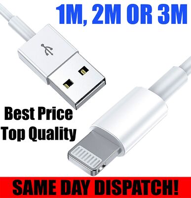 USB iPhone Charger Cable Apple iPad USB Lead 5 6 7 8 X XS XR 11 12 Pro ...