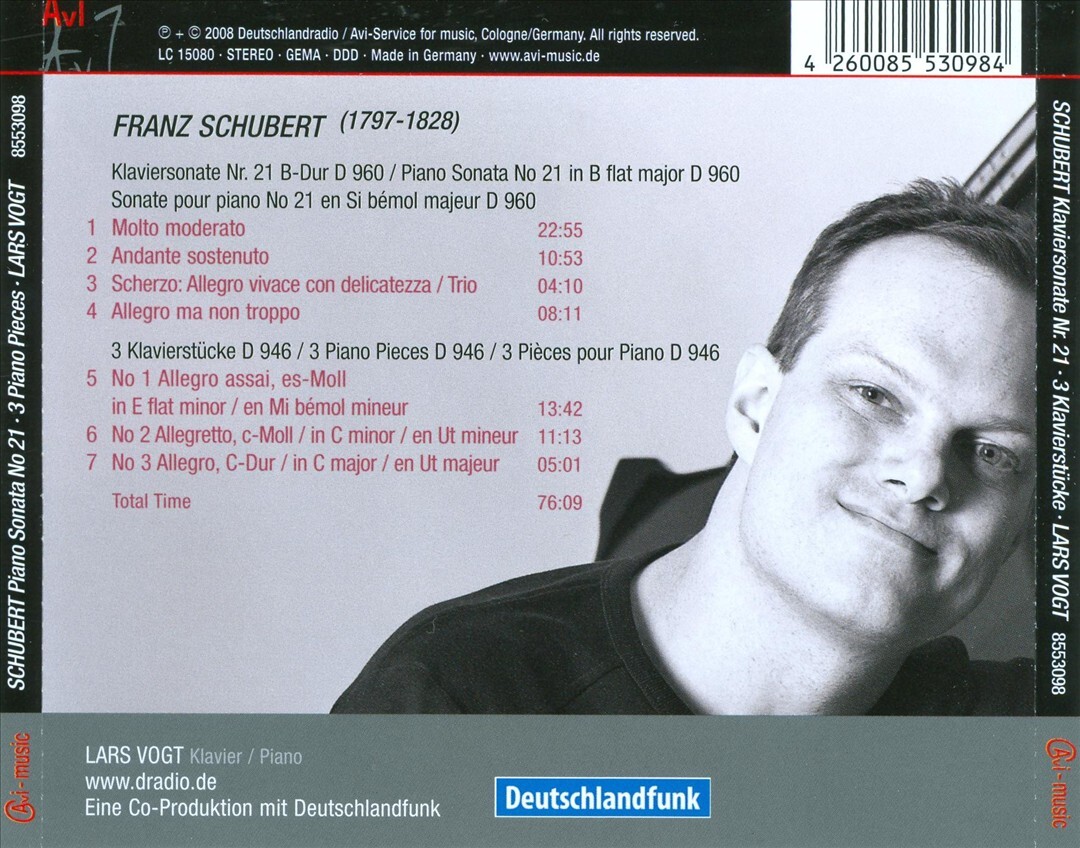 LARS VOGT SCHUBERT: SONATA D.960; 3 KLAVIERSTÜCKE D.946 NEW CD 4260085530984| eBay