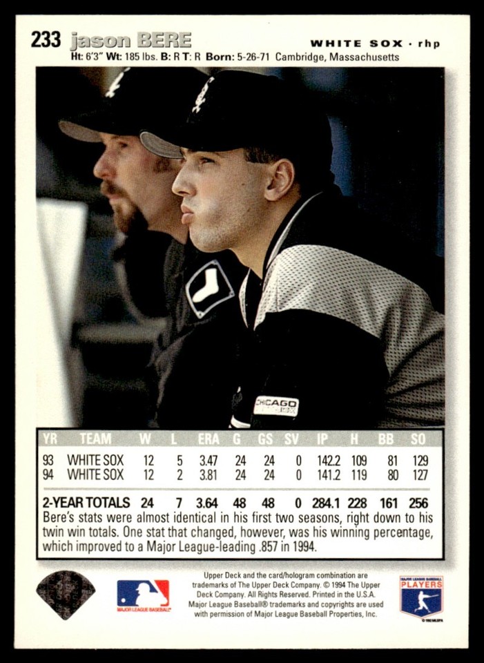 1995 Collector's Choice SE #233 Jason Bere Chicago White Sox | eBay