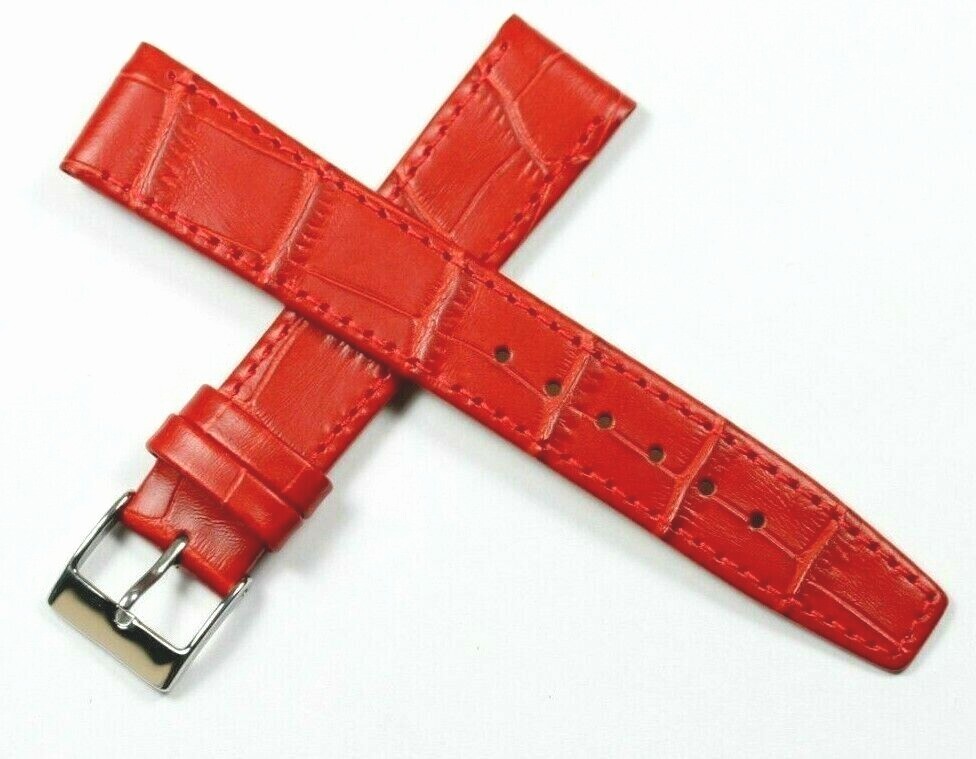 EASY FIT CLIP ON OPEN ENDED LEATHER WATCH STRAP RED 12MM to 20MM WITH ...