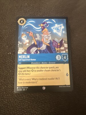 Merlin: Self- Appointed Mentor 153/204 Disney Lorcana TCG Corrected Non ...