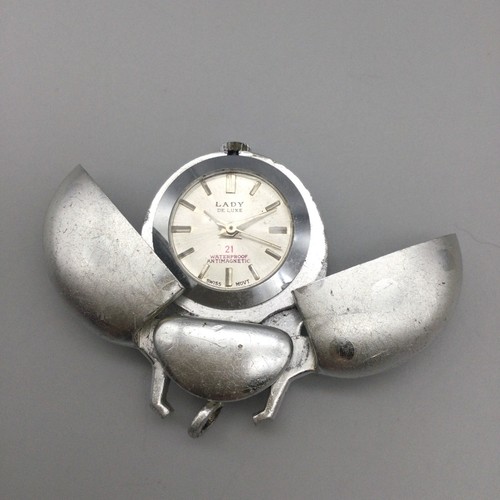 Vtg Lady de Luxe Lady Bug Pendant Necklace Watch Women Silver Tone ...