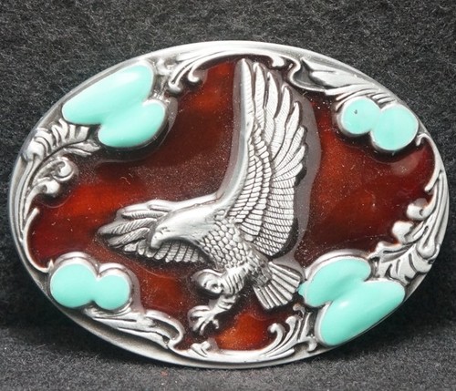 XA01113 *NOS* VINTAGE 2000s **EAGLE FLYING* BIRD ARTWORK MENS PEWTER ...