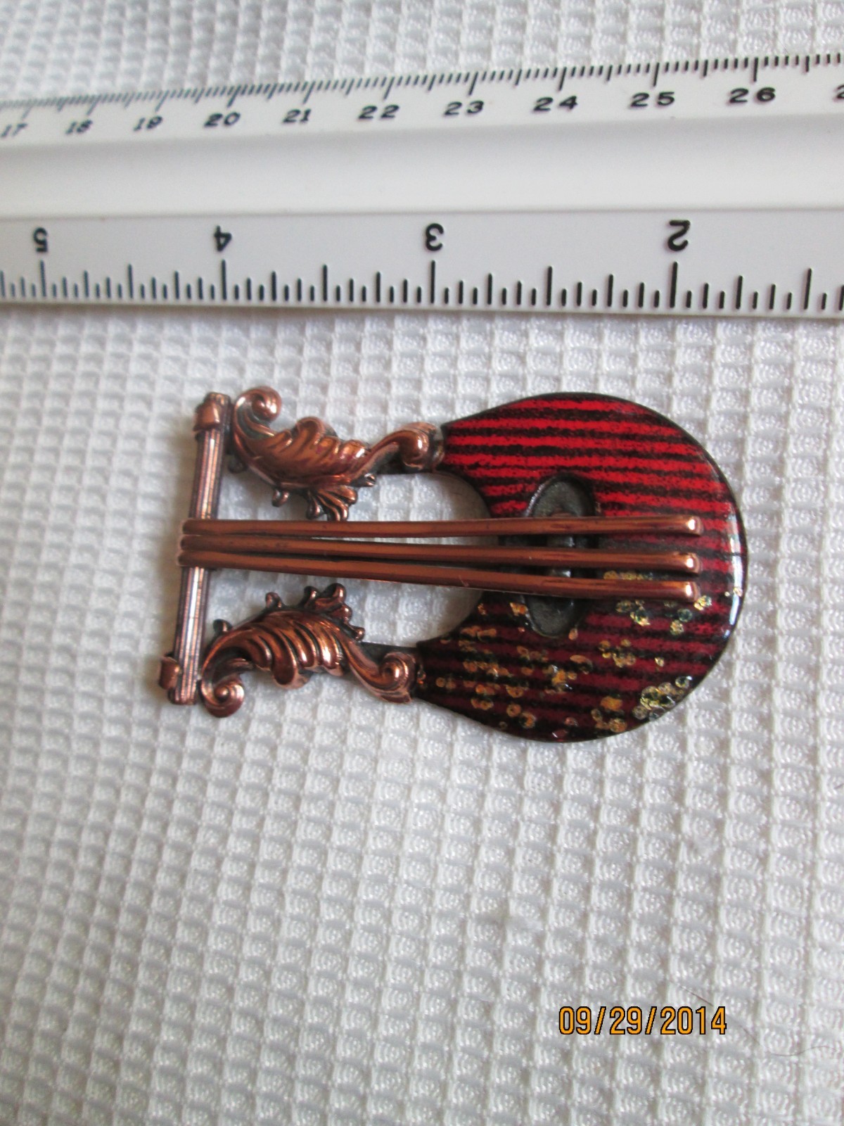 RARE Vintage Signed Matisse Copper Enamel Harp Lyre B… - Gem