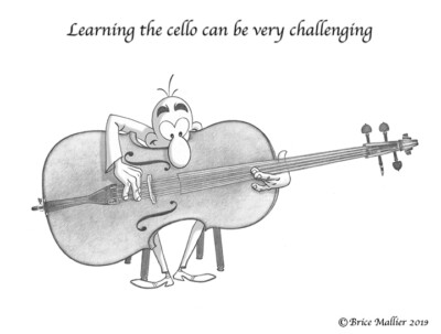Cello humor drawing print #2 | eBay