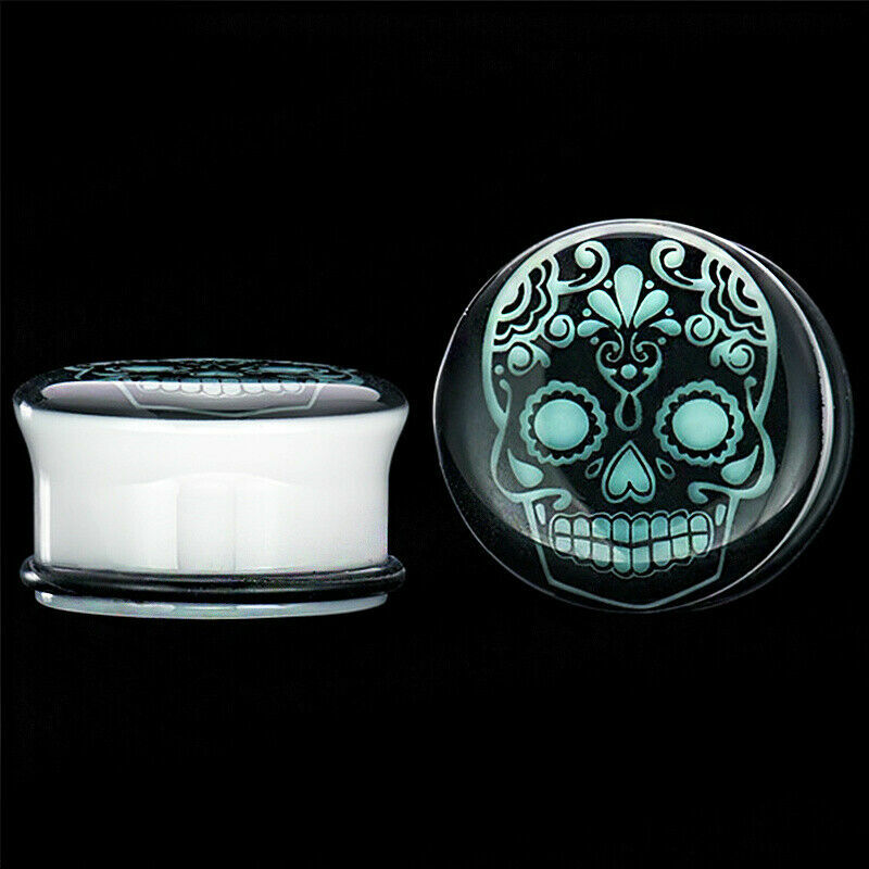 1 Pair Glow In Dark Punk Acrylic Flared Flesh Tunnel O-ring Ear Plug ...