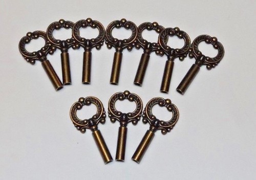 SET OF 10 ANTIQUE FINISH DIE CAST KEYS FOR TURN KNOB LAMP SOCKET NEW ...