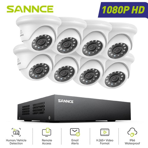 SANNCE 8CH 5IN1 DVR 1080P CCTV Security Camera System Outdoor EXIR ...