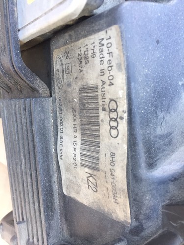2005 Audi A4 Convertible Passenger Side HID Headlight OEM 8h0 941 004bc ...