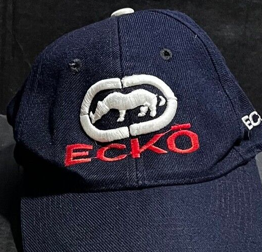 VINTAGE Ecko Hat Cap Mens Strapback Blue 90s Hip Hop Rap Ryno Logo ...