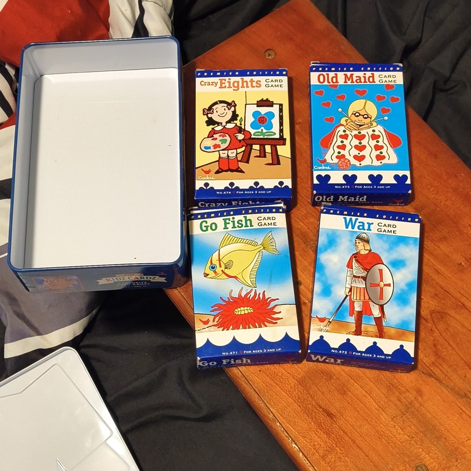 Cardinal Kidz Cardz 4 Jumbo Card Games Go Fish War Crazy Eights Old ...