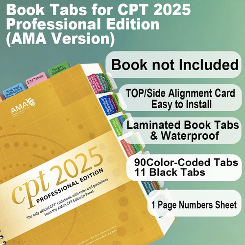 Index Tabs for AMA CPT Book, ICD-10 Code Book, HCPCS Level II Book, 3 ...