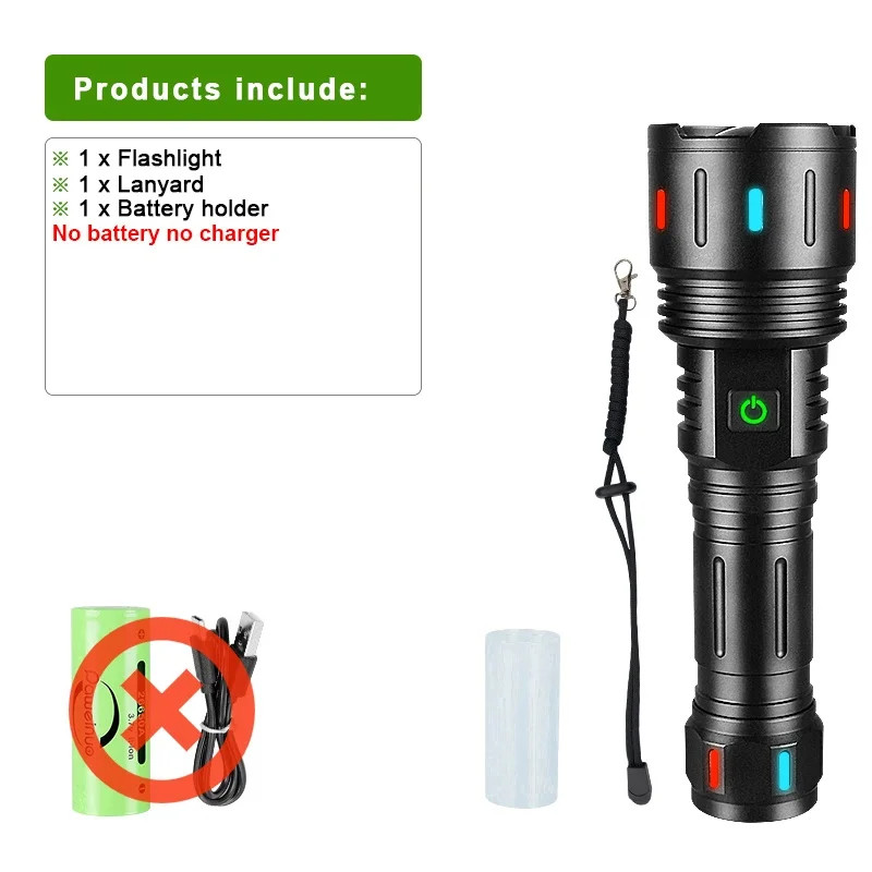 200000000 Powerful Led Flashlight Rechargeable 800W LED Flashlights ...