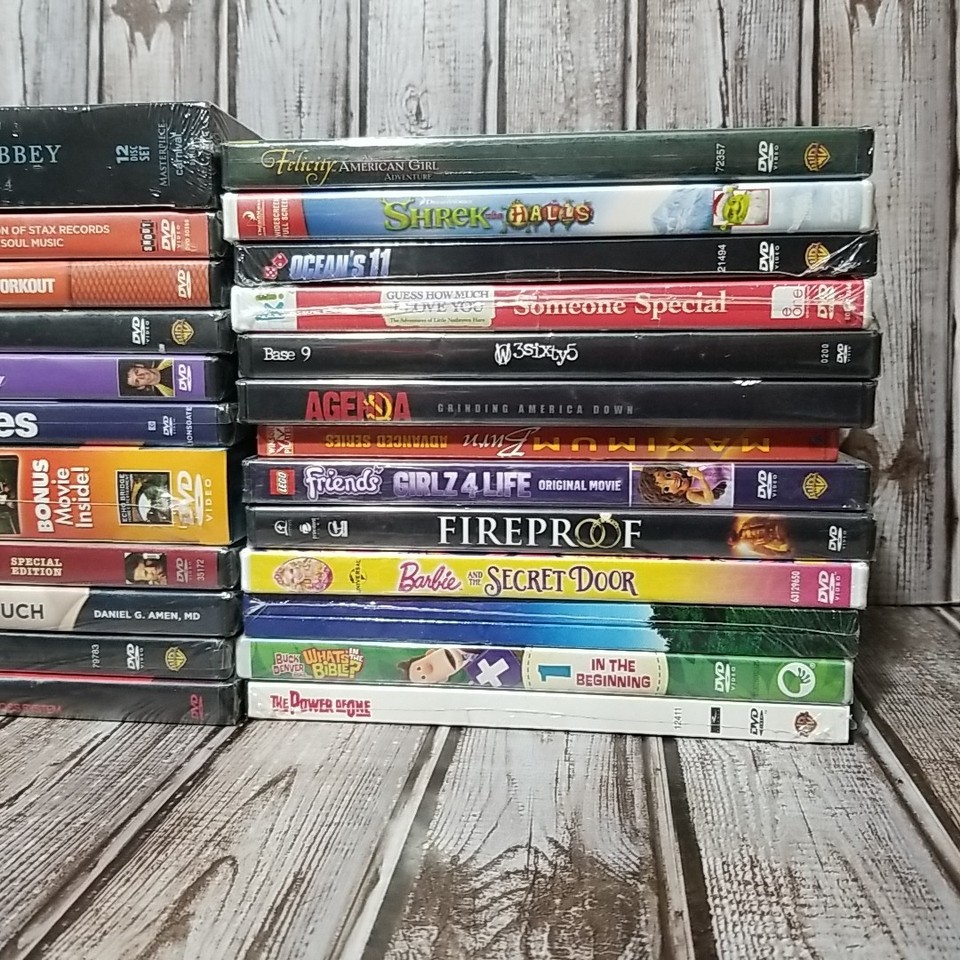Lot of 24 Factory Sealed DVDs Mixed Genres Robin Williams Elvis Downton ...