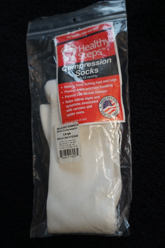 Healthy Steps L white compression socks new in package | eBay