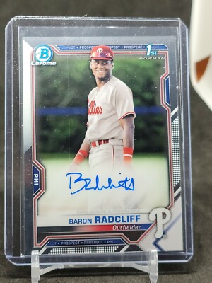 2021 Bowman Chrome Baron Radcliffe 1st Prospect Autograph Auto Phillies ...