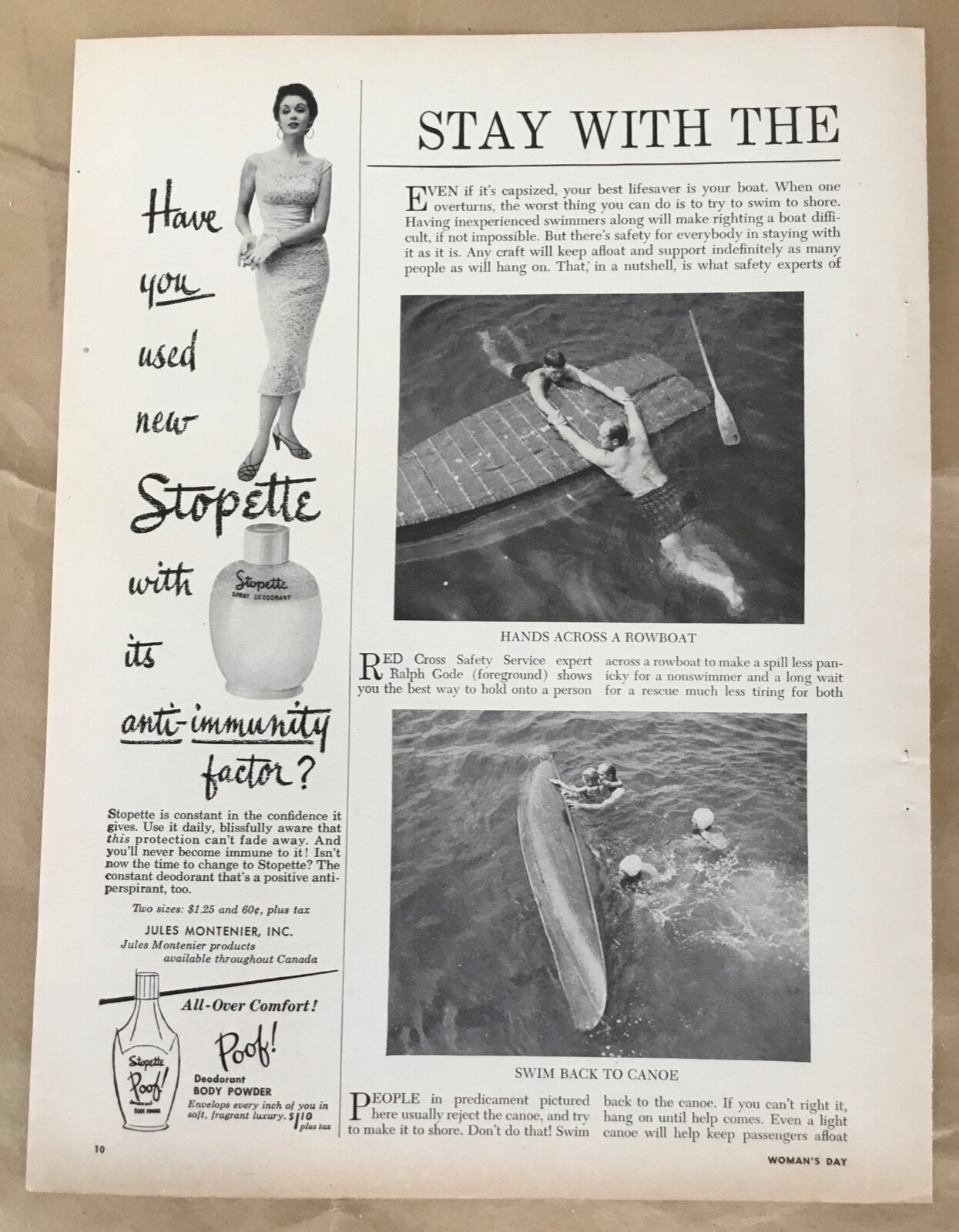 Stopette deodorant 1954 print ad 50s vintage illus art retro fashion ...