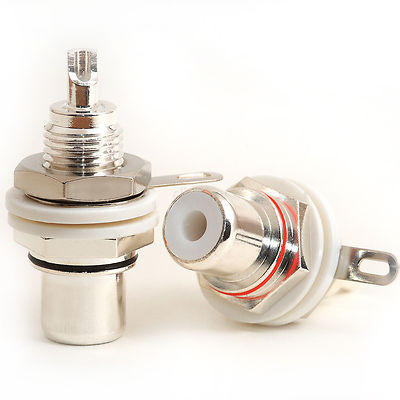 10x Insulated Phono RCA Chassis Sockets Silver Plated Audio Connectors ...