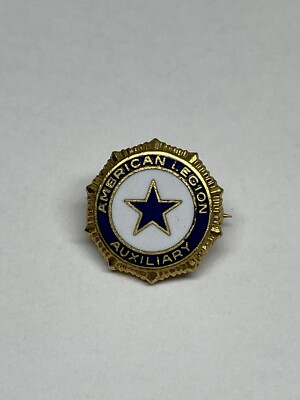 American Legion Auxiliary Lapel Pin Enamel Blue & White Gold Trim W ...
