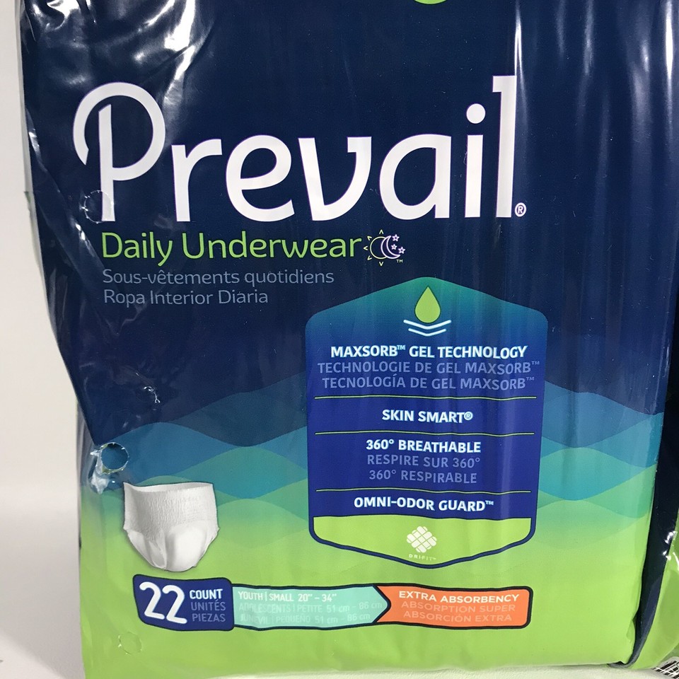 Prevail Daily Disposable Underwear Youth Small 20"-34"- 22 Count 2 ...
