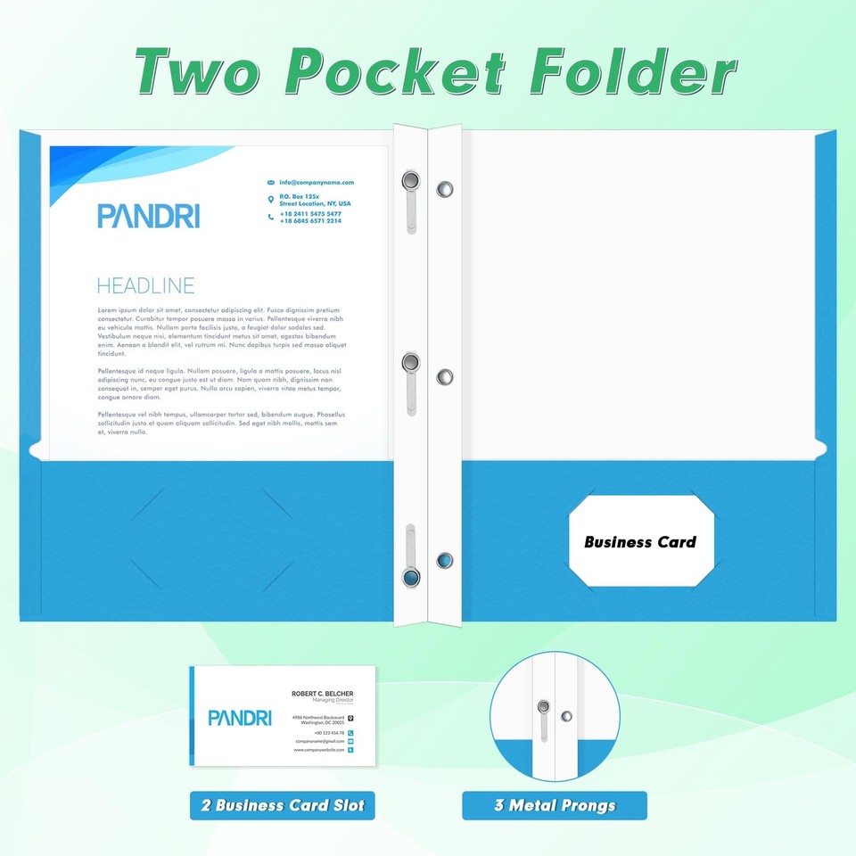 Two Pocket Folders, 100 Pack Two Pocket Folders with Prongs, Designed ...
