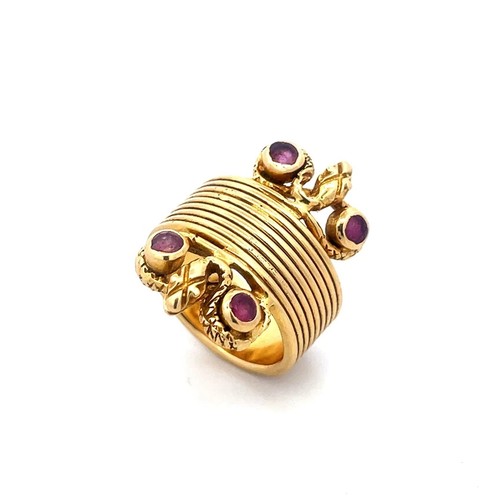 Ilias Lalaounis Ruby Gold Snake Ring 18k Yellow 9 Rows Band Coiled ...