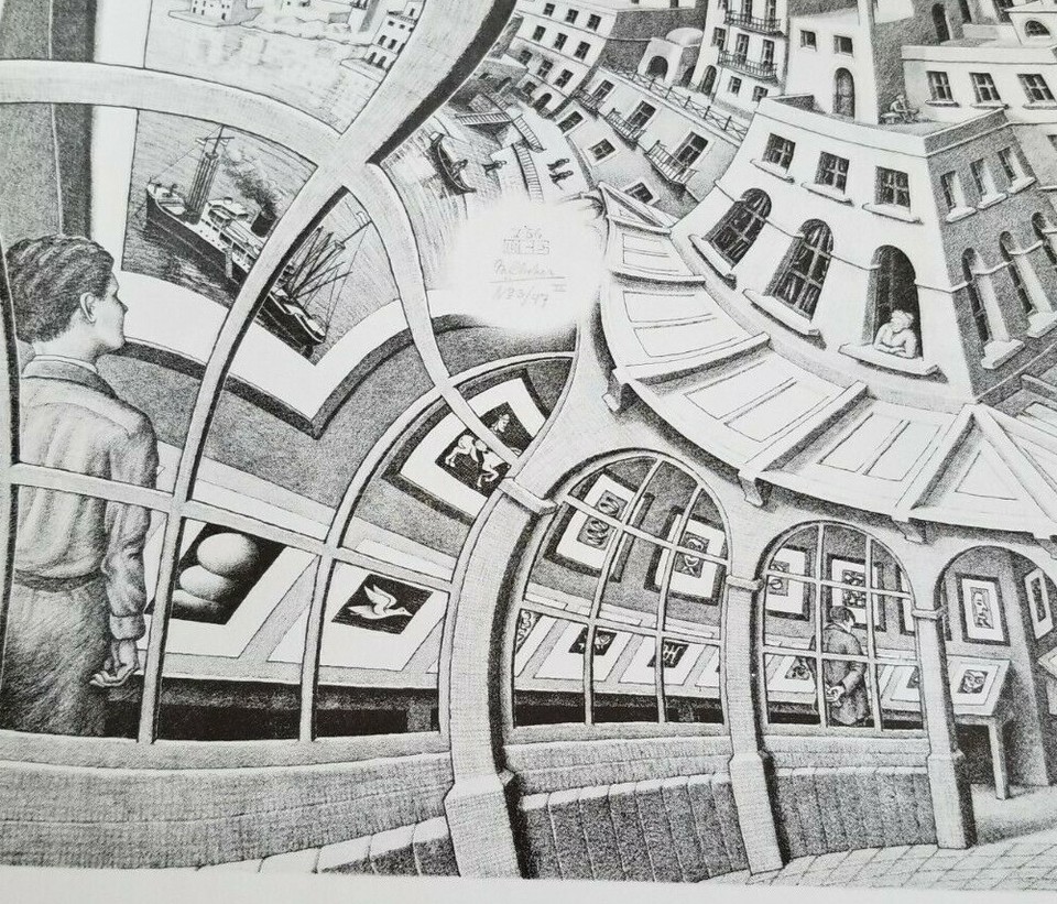 PRINT GALLERY Building (Cityscape 1956) by M C Escher Surrealism Print ...