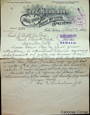 RGS Rio Grande Southern Letter from Geo E Nicholson Prime Western ...