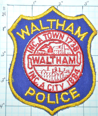 MASSACHUSETTS, WALTHAM POLICE DEPT VINTAGE PATCH | eBay
