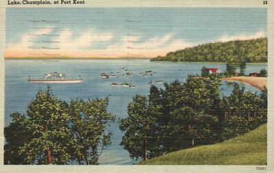 Vintage Postcard 1947 View of Lake Champlain at Port Kent New York N. Y ...